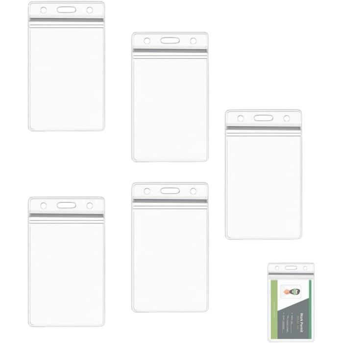 5 Pcs Porte Carte Transparent, Badge Transparent Plastique, Imperméable ...