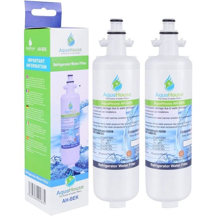 2x AquaHouse AH-BEK Réfrigérateur Filtre à eau pour Beko 4874960100 ...