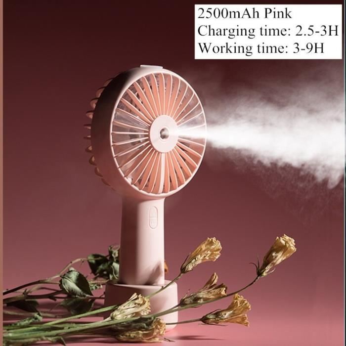 VENTILATEUR,2500mah pink--Ventilateur Électrique Portable À Jet D'eau ...