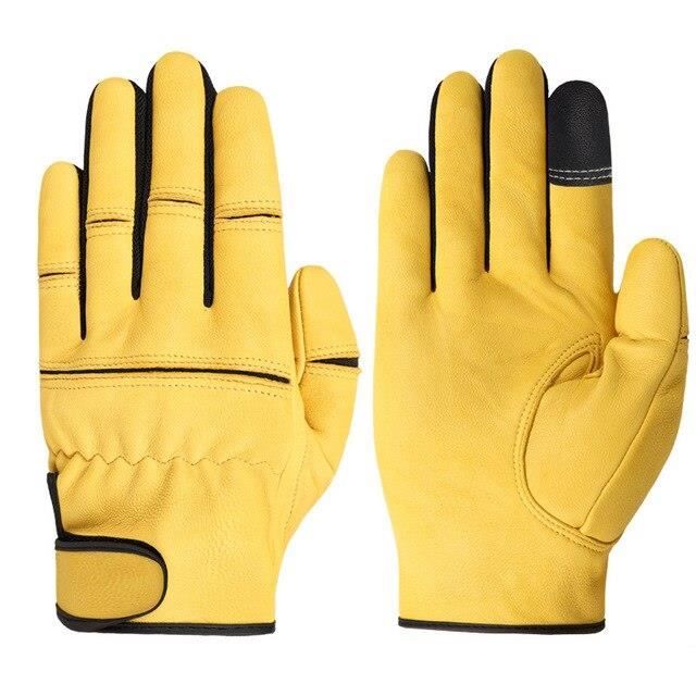 GANT DE CHANTIER,yellow-L--Gants de travail en peau de mouton pour vélo ...