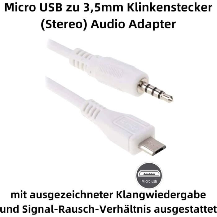 I57 Micro USB vers jack 3,5 mm Adaptateur audio 50 cm Micro USB vers ...