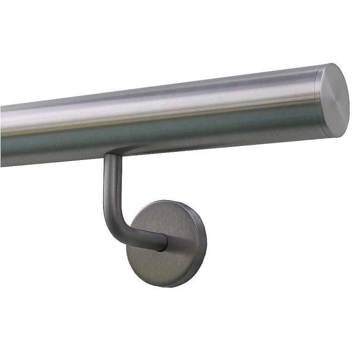 Main courante en acier inoxydable - Diamètre : 42,4 mm - Longueur : 140 cm - Extrémité droite ...