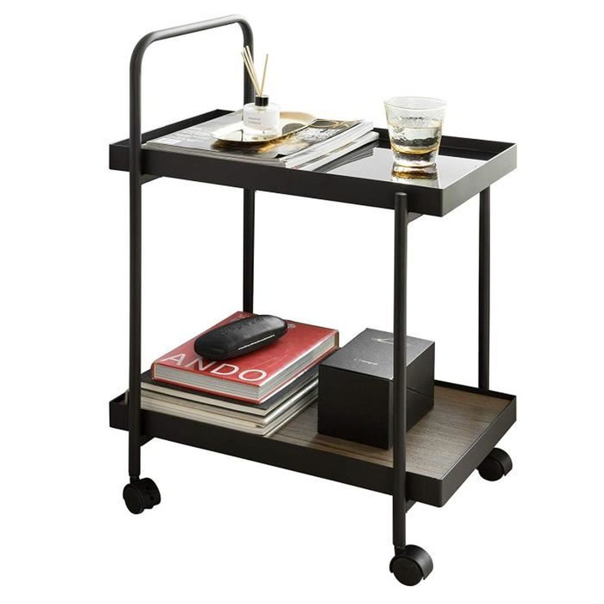 Chariot de Service Desserte à roulettes Chariot Commode Roulant avec 2 ...