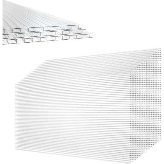 XINZI Lot de 28 plaques alvéolaires en polycarbonate - Environ 20,5 m² - Plaques de rechange ...