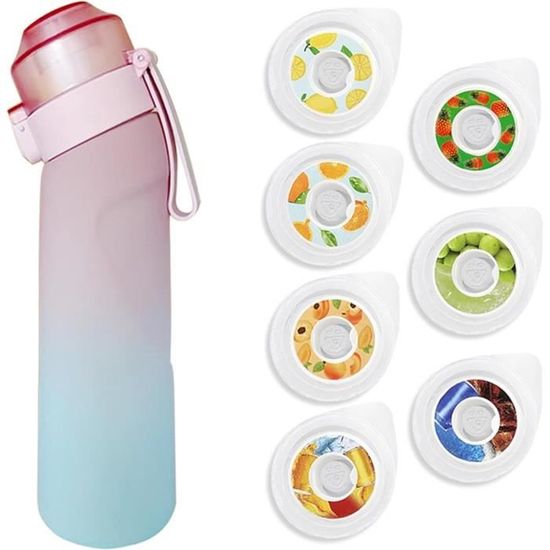 Air Bouteille D'Eau 650Ml, Avec De 7 Capsules De Saveur Gout Pods, Bouteille D'Eau Parfumée Sans ...