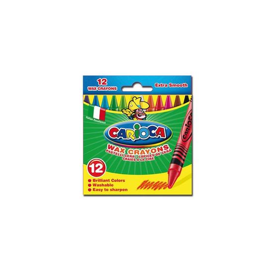 Carioca Crayon cire non permanent couleurs brillantes assorties 8 mm ...