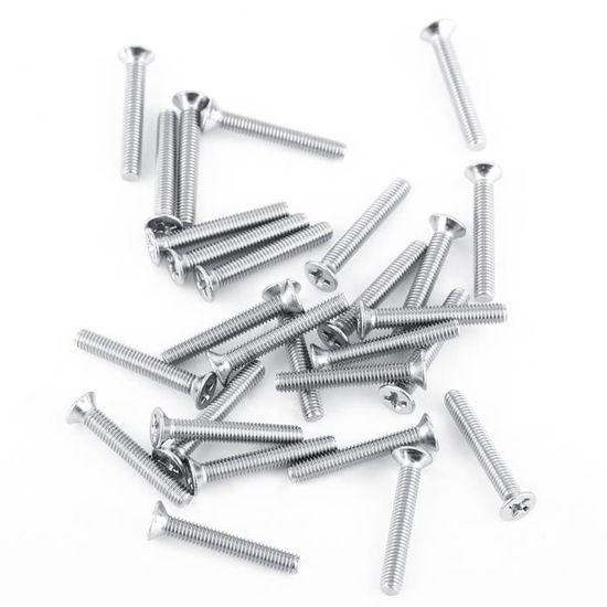 Cikonielf vis mécanique M3 100 pièces / sac tête plate en acier ...