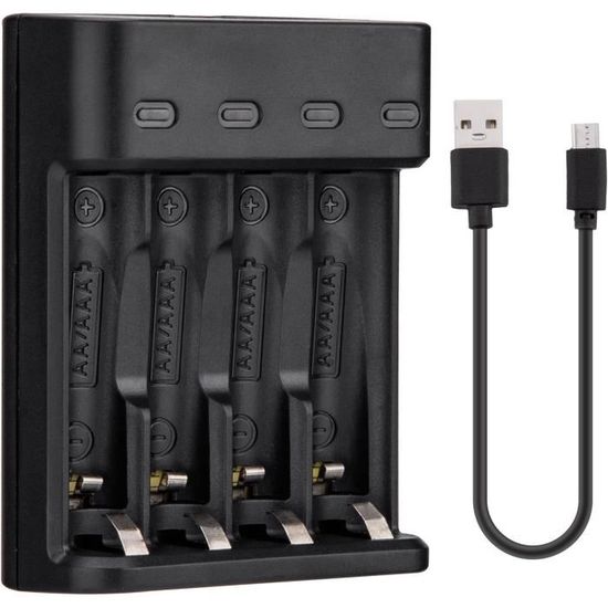 Chargeur Piles, 4 Slots Universel Chargeur Piles pour Rechargeable Ni ...