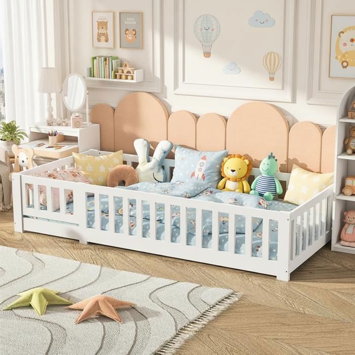 DADEA Lit au sol enfant 90x200,Lit inspiration Montessori enfant,Lit ...