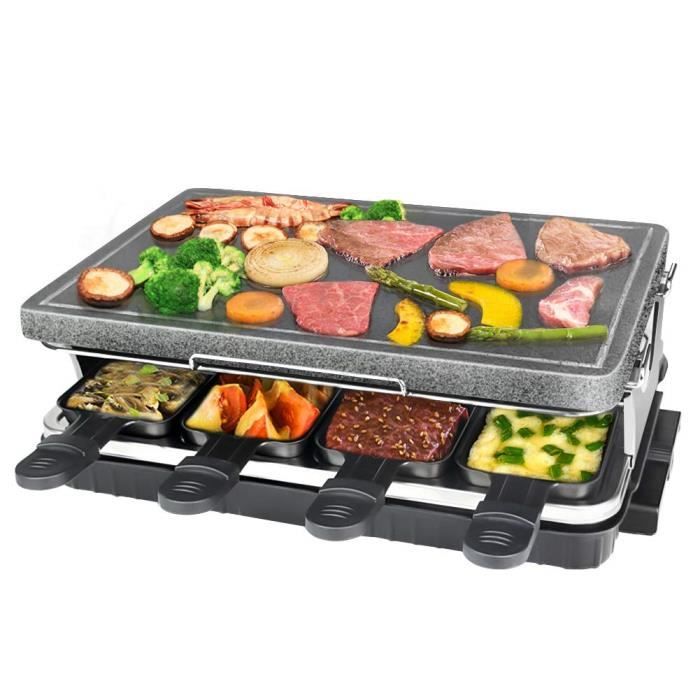 Appareil à Raclette avec Pierre Naturelle pour 8 Personnes 1300W, Noir ...