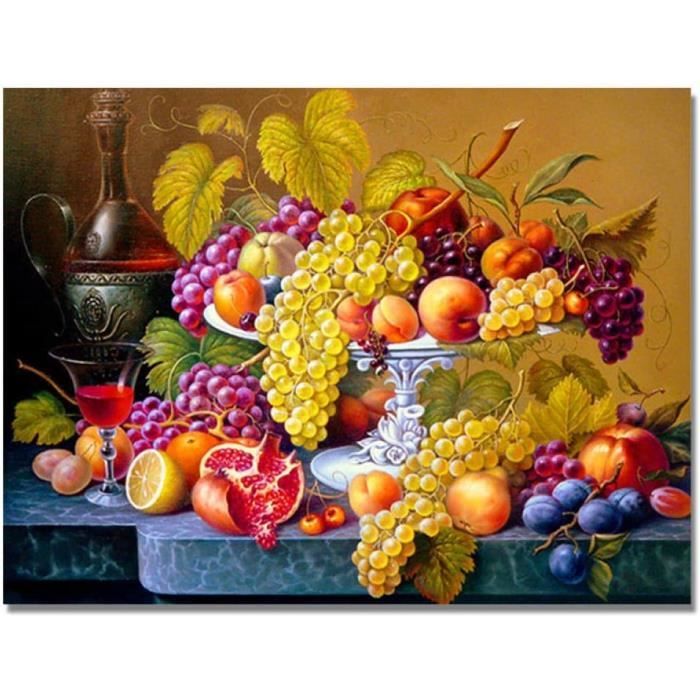 Diy 5D Kit Diamond Painting Personnalisé Assiette De Fruits Raisin ...