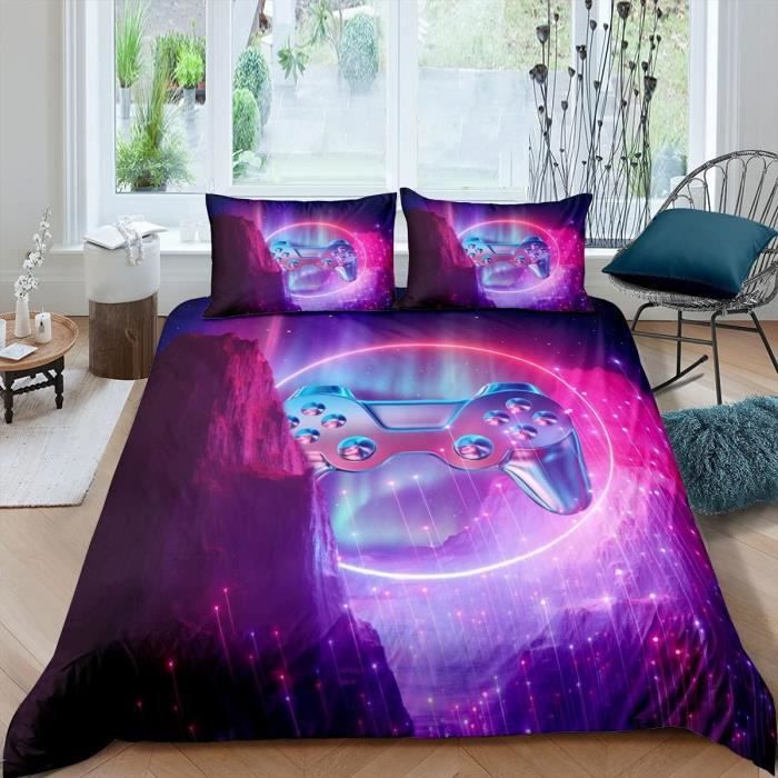 Gamer Housse De Couette Gaming Literie 200X200Cm Galaxy Jeu Vidéo ...