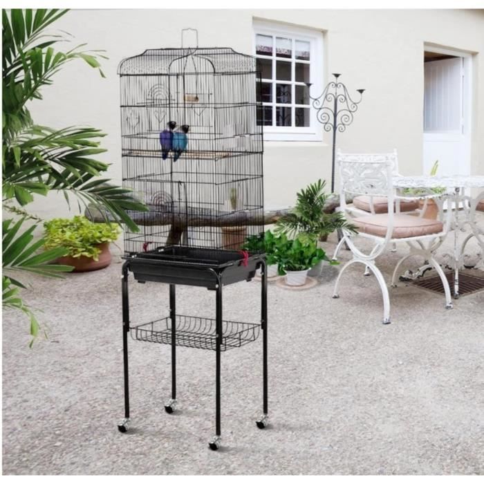 Volière Cage à Oiseaux sur roulettes Design Maison perchoirs Portes ...