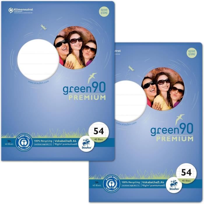 Cahier De Vocabulaire Vert Din A4 Type 54 (Cahier De Vocabulaire Avec 2 ...