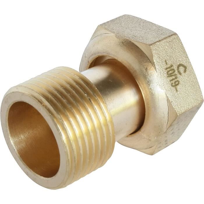 Raccord 2 pièces en laiton brossé pour compteur - Ecrou tournant 20-27 - Mâle 20-27[197 ...
