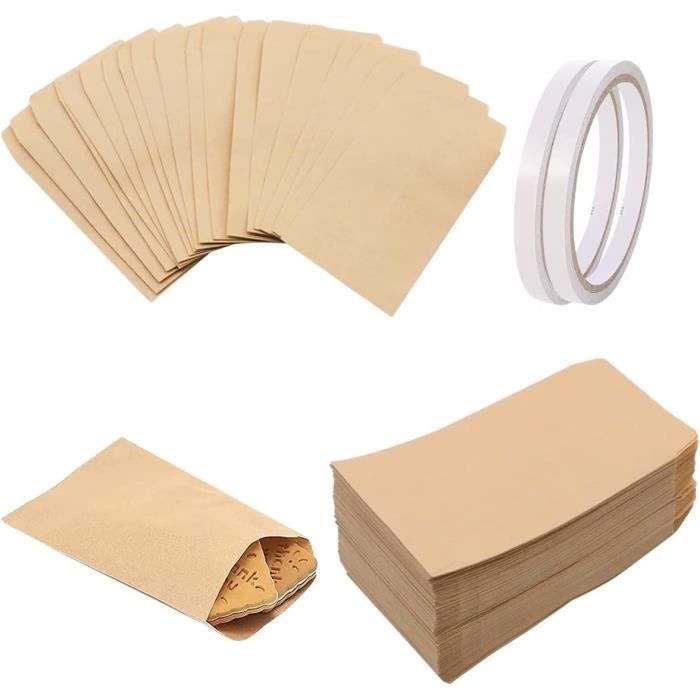 100 Mini Enveloppes Sachets Papier Kraft Enveloppes Brunes avec Ruban ...