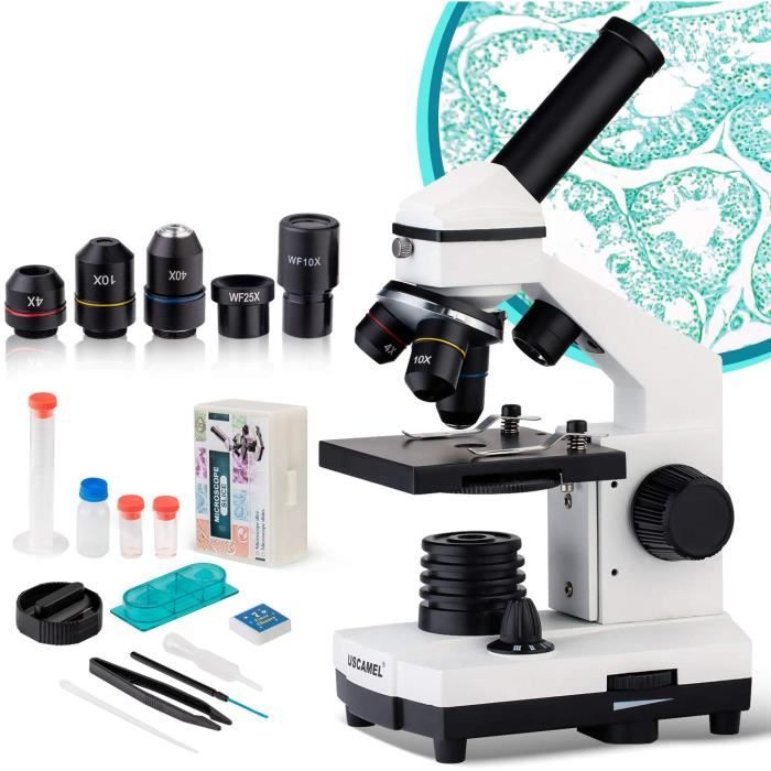 Microscope pour Enfant Étudiante et Adulte 40X-1000X Portable ...