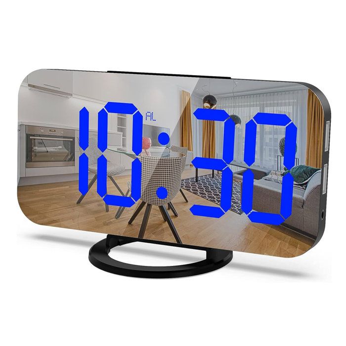 Réveil numérique de Miroir LED avec grand affichage à DEL facile à lire ...