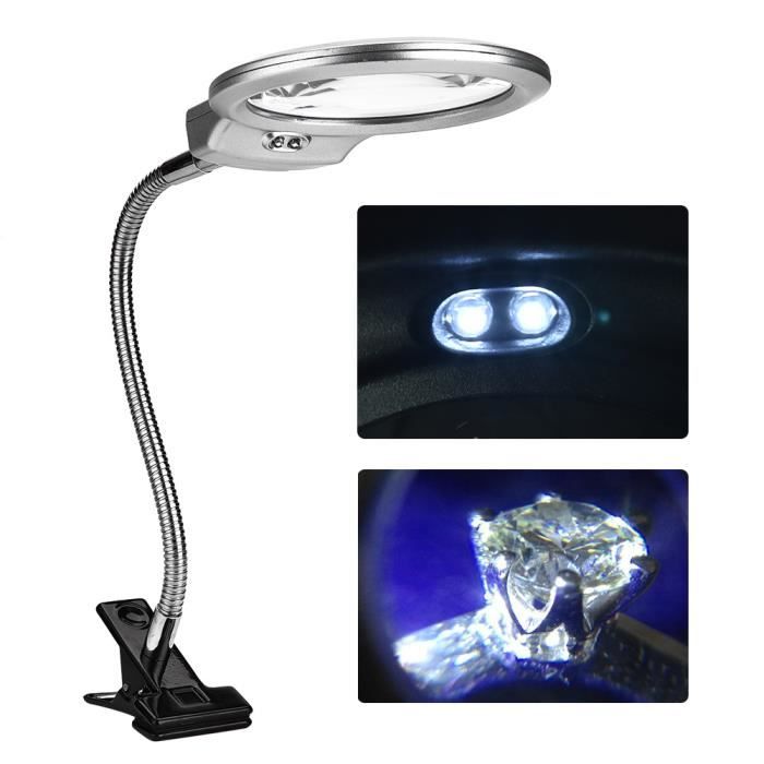 Loupe à clipser GAROSA - Pince de bureau flexible avec LED pour bijoux ...