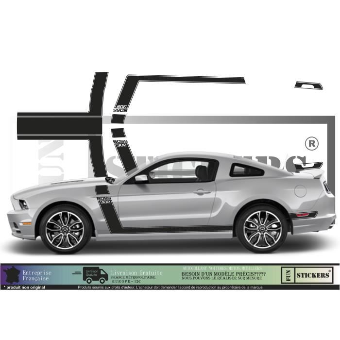 Kit Autocollants Tuning - FORD - Mustang BOSS 302 KCB - Noir - Adhésifs ...