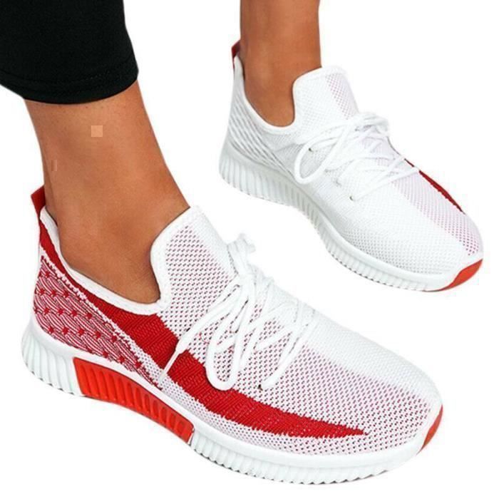 Baskets à lacets pour femmes baskets Décontracté de mode Rouge Rouge ...