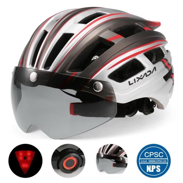 Casque de vélo - Silver Red - Visière de protection magnétique et ...