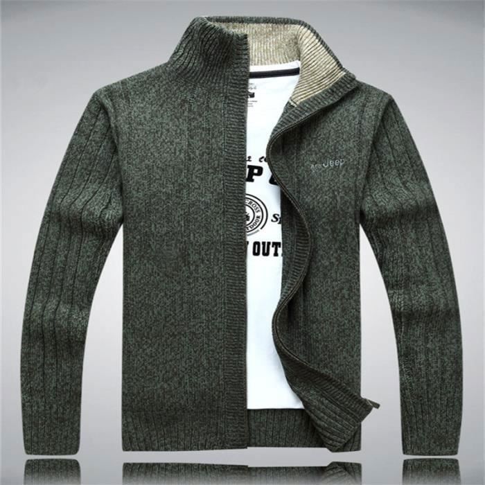 Gilet-cardigan,Cardigan 2020 laine et coton pour homme, chandail d'automne et d'hiver, tricot ...