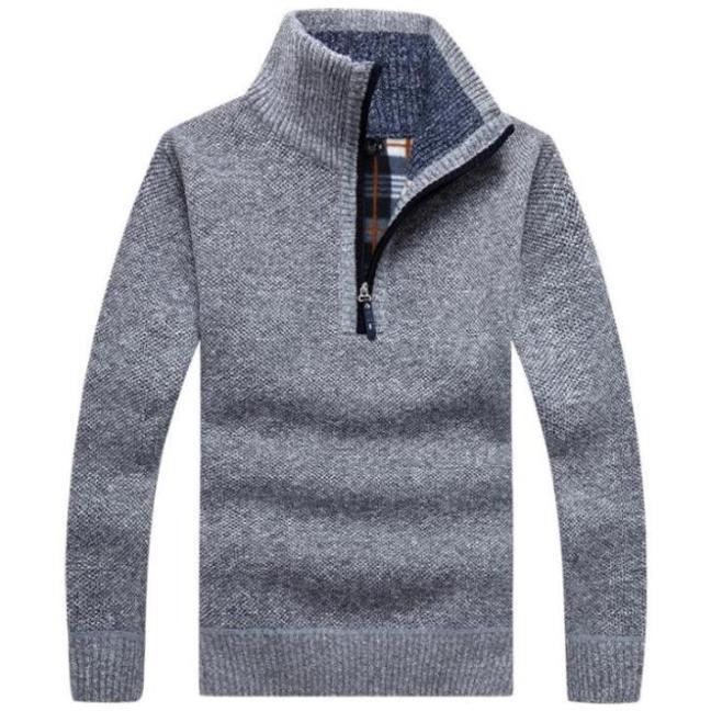 Pull Homme Manches Longues Encolure Ronde Zippée En Laine Automne Hiver ...
