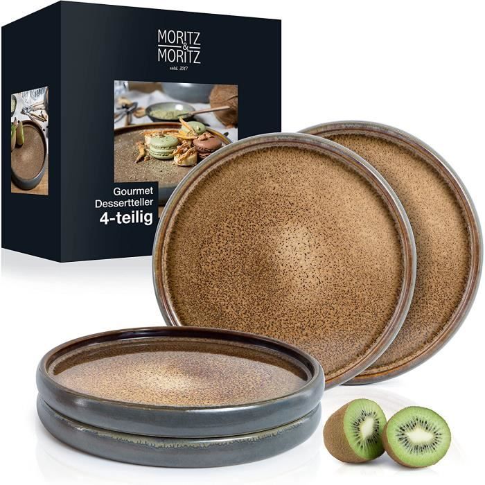 Moritz Moritz Solid Lot de 4 petites assiettes en grès de 21 cm comme ...