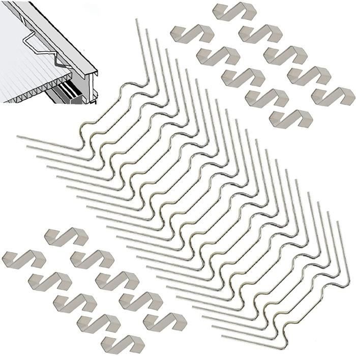 100 Pièces Serre Vitrage Clips, Pinces de Fixation Pour Serre en Verre ...