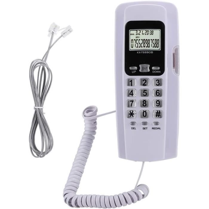 Téléphones Fixes, Mini Téléphone Filaire Mural Dtmf - Fsk Avec Fonction De Rappel De ...