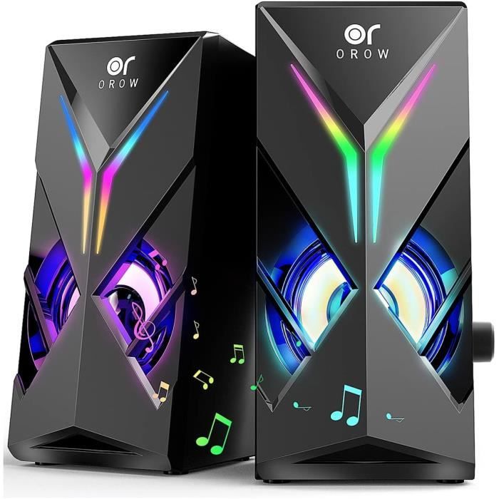 Orow Haut Parleur Pc,10W Rgb Enceinte Pc, 2.0 Gaming Haut-Parleurs D ...