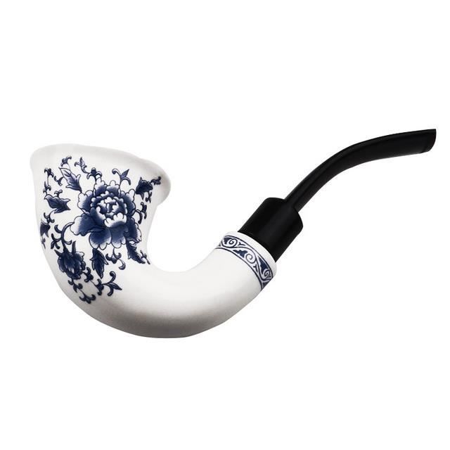 PIPE,Beige--Tuyau de fumée en céramique avec filtre 9mm, en porcelaine ...