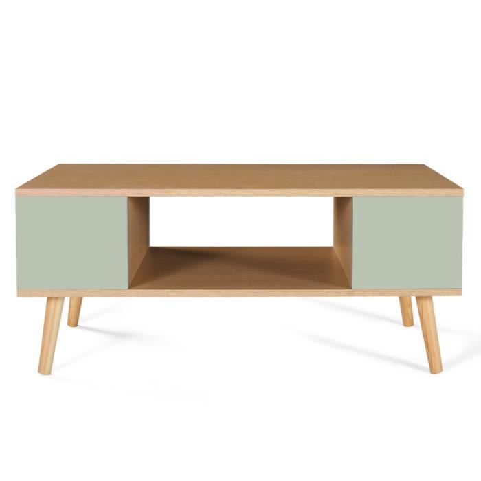 Table basse - IDMARKET - ALIZE - Style scandinave - Vert et bois ...
