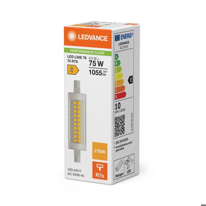Ledvance LED Slim Line R7s 78mm 9.5W 1055lm - 827 Blanc Très Chaud ...
