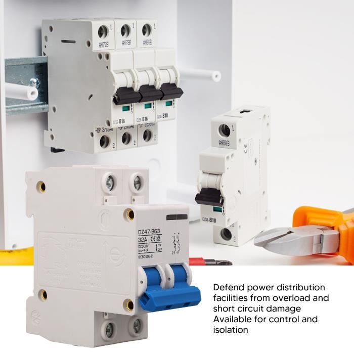 YOSOO Disjoncteur 2P 2P Type B Disjoncteur 4000A Capacité de rupture Système PV solaire Petit ...