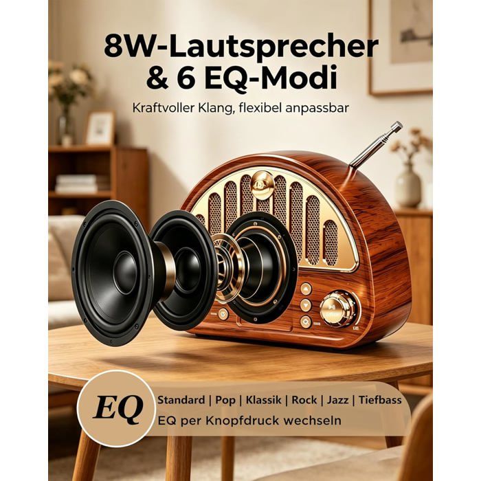 Vintage Dab /FM Bluetooth Portable Radio, Digital Radio with ...