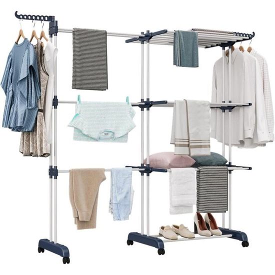 Étendoir À Linge Tour Pliable Avec 6 Ailes Pliables Sur 3 Niveaux ...
