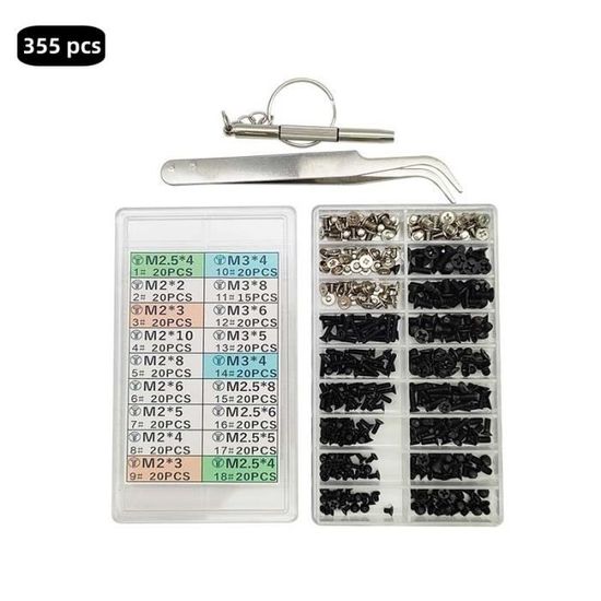 Kit de Vis de Réparation Micro, 355 Pièces 18 Tailles Micro Visserie ...