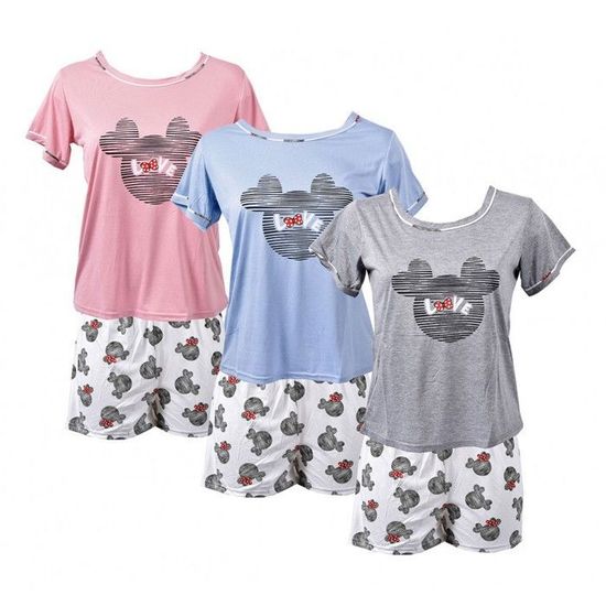 Pyjama Court Femme HUMORISTIQUE en Coton 358 Pack de 3 358 pack de 3 ...