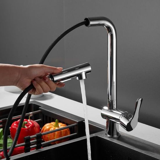 Robinet cuisine douchette extractible - OHMG - HSTURYZ - Inox Brossé ...