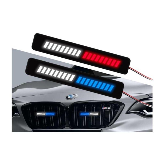 Lot de 2 feux de position LED 1 rouge et blanc 1 bleu et blanc ...