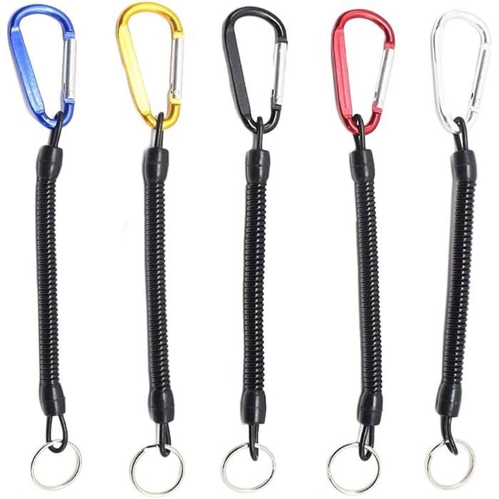 5 Pcs Spiral Key Holders Clip Color Carabiner Stretchy Spiral Keyrings ...