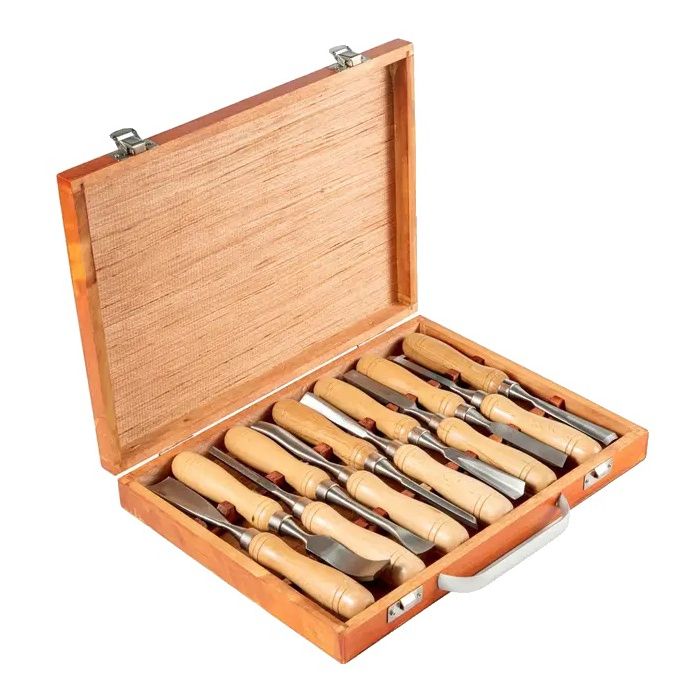 Outils de Sculpture sur Bois, Ensemble de Ciseaux à Main, Gouges Professionnelles, 12 PCS ...