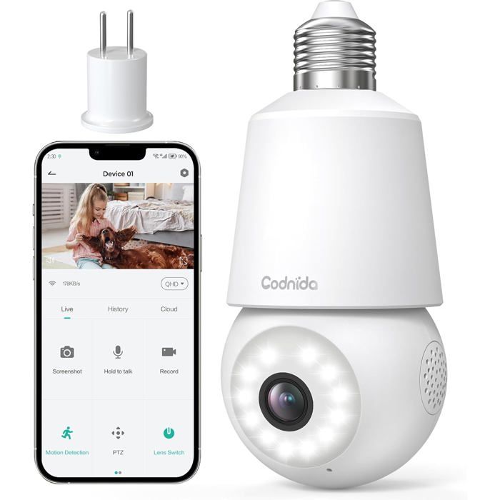 Codnida Camera Surveillance WiFi Intérieur/Extérieure sans Fil,2K ...