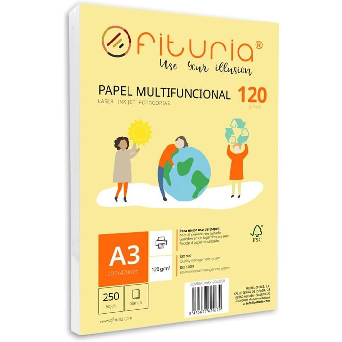 Ramette de papier A3 - EDILIQ - 120 g/m² - 250 feuilles - 297x420 mm ...