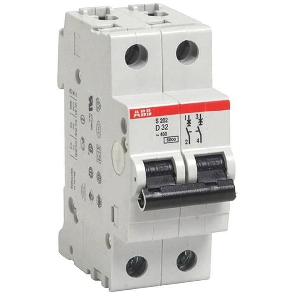 ABB 352266 - Disjoncteur S202 2P 32A 10KA - courbe D - à vis - Cdiscount Bricolage