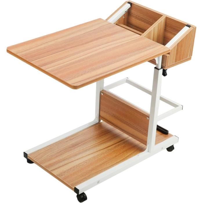 Table Basse Mobile Réglable En Hauteur Avec Roues - Marron - Pour Salon ...