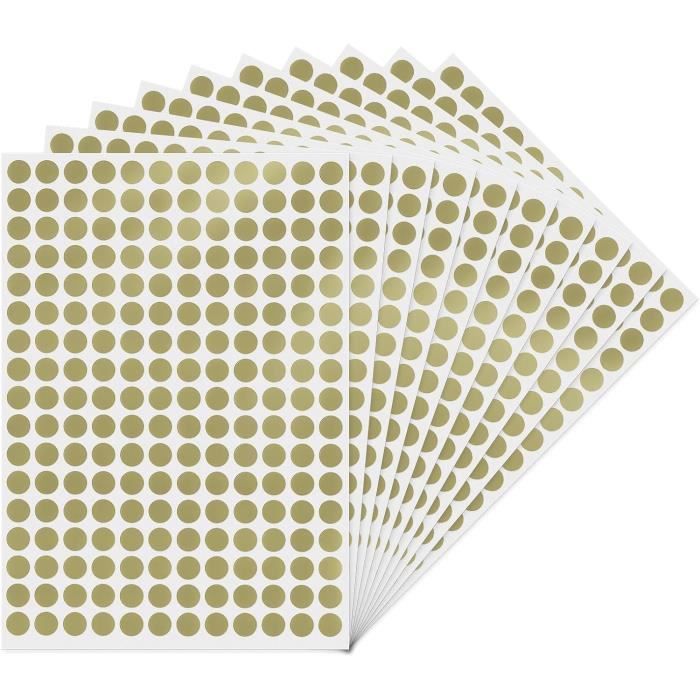 Lot de 2040 pastilles autocollantes rondes dorées de 10 mm ...