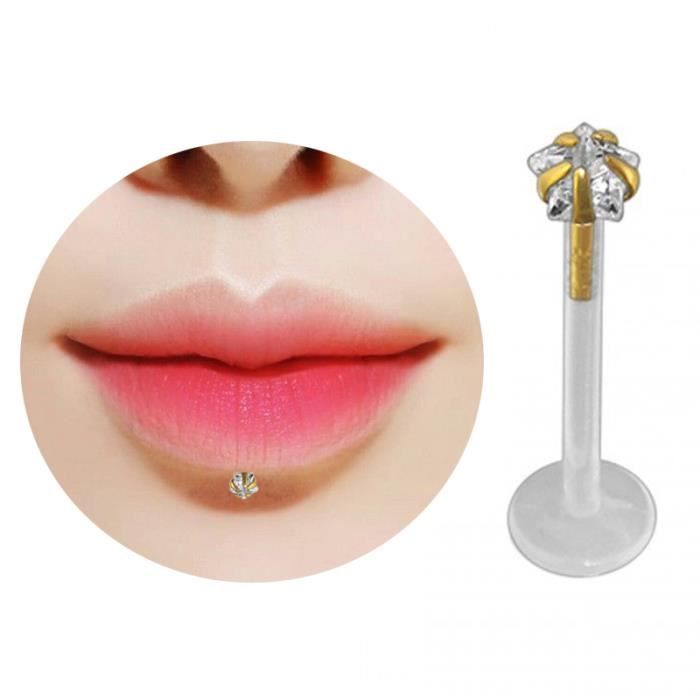 Bijou Piercing Labret de Lèvres BioPlast Avec Tête Zircon Étoilée CZ ...